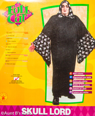 Skull Lord Costume Blk Poly Hooded Robe W/ Red Eyed Skull Print Accent ...