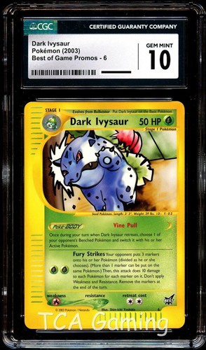 CGC 10 GEM MINT Dark Ivysaur # 6 Best of Game PROMO Pokemon Card | eBay