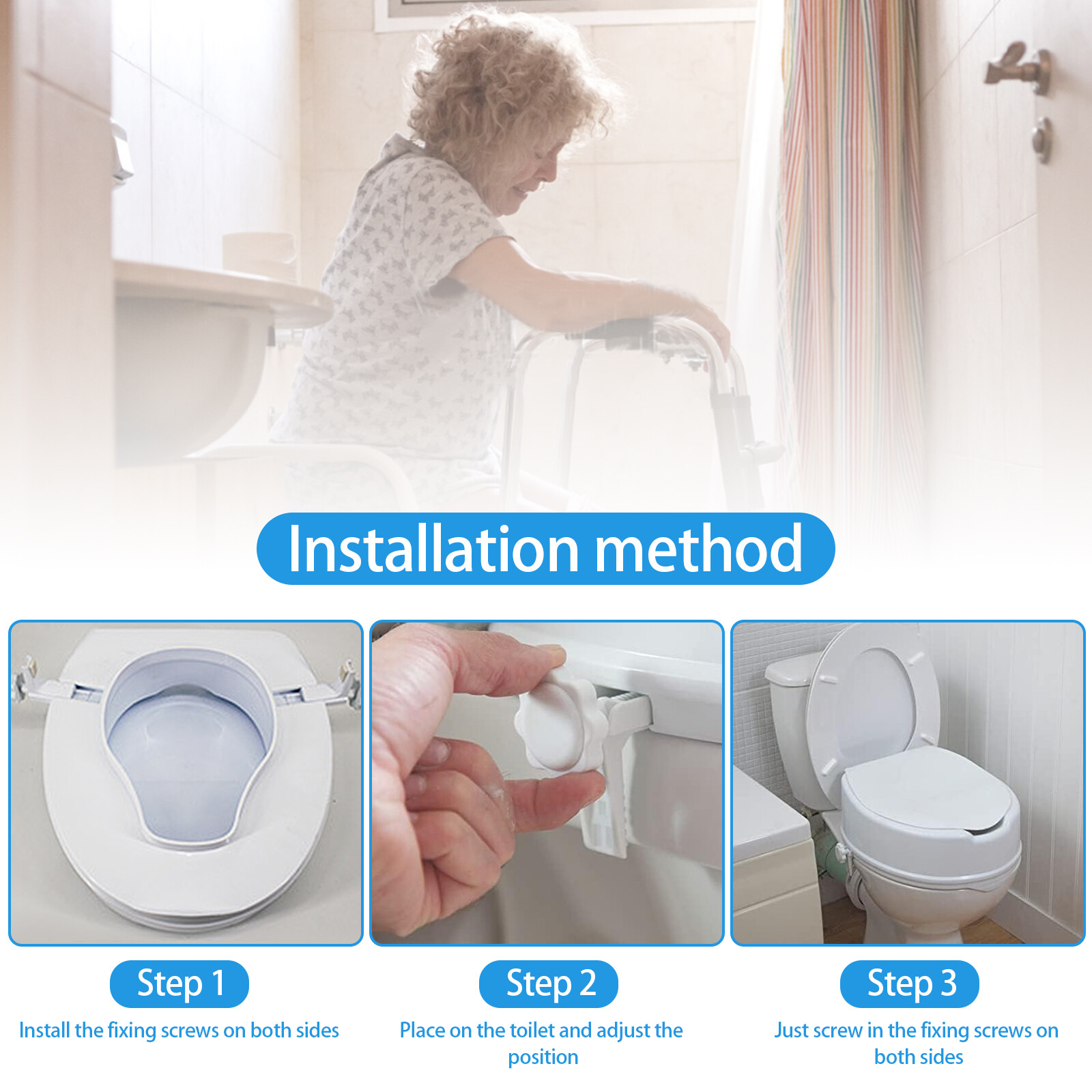 Raised Toilet Seat Aid W/ Lid 6/10/16cm 2/4/6 inches Elevated Strong ...