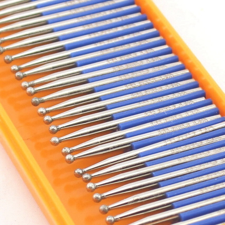 30Pcs Shank 3/32" Diamond Grinding Head 1-3mm Round Ball Bits Carving ...