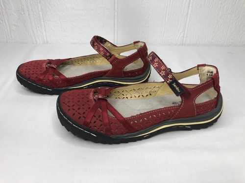 Jambu Blossom Encore Red Leather Flats Mary Janes Women's Shoe Sz 6.5 ...