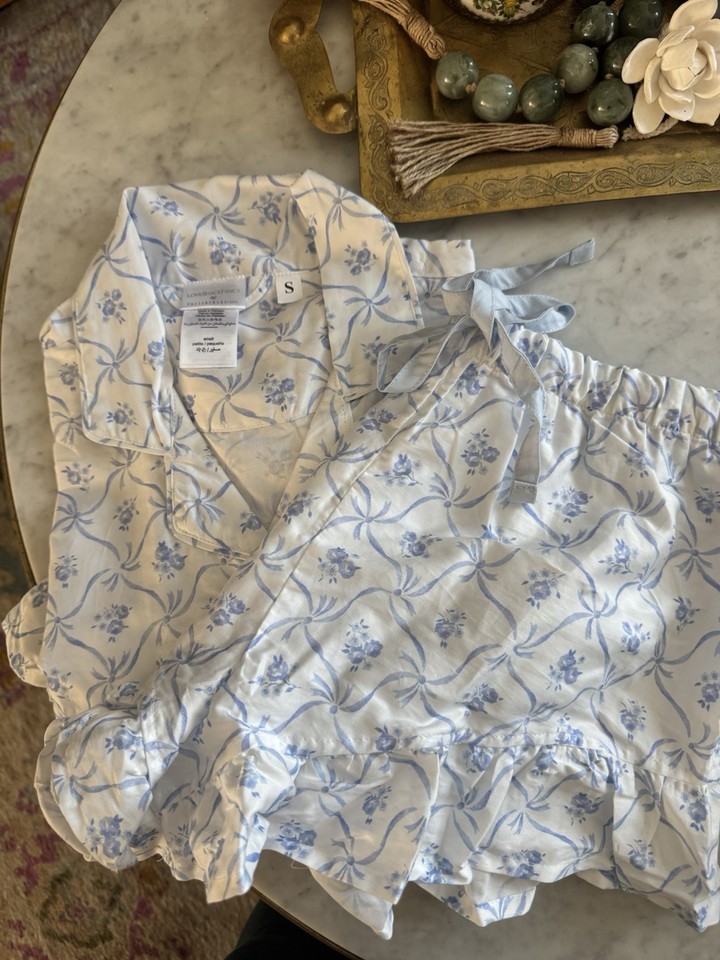 Pottery Barn Teen LoveShackFancy Flannel Pajama Set SMALL Blue | eBay