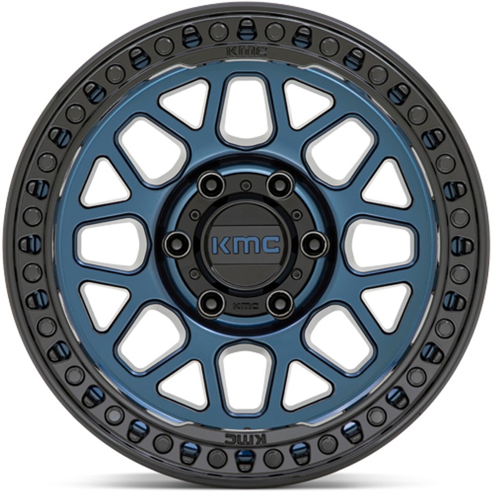 17x9 +18 KMC KM549 GRS 5x5.0 Midnight Blue W/ Gloss Black Lip Wheels ...