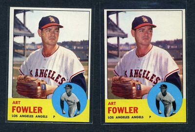SALE 1963 TOPPS #454 FOWLER ANGELS WHITE AND ORANGE BOX ERROR VARIATION ...