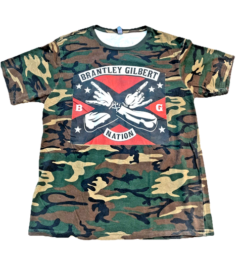 Brantley Gilbert Nation Green Camo T-Shirt Medium | eBay