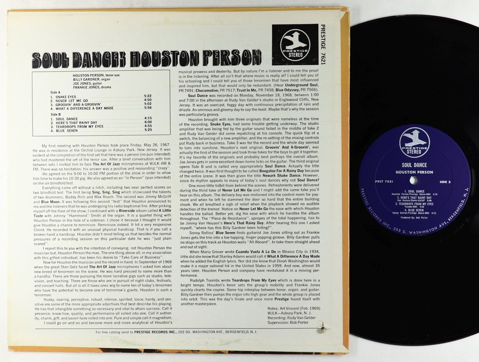 Houston Person - Soul Dance! LP - Prestige - PRST 7621 VG+ | eBay