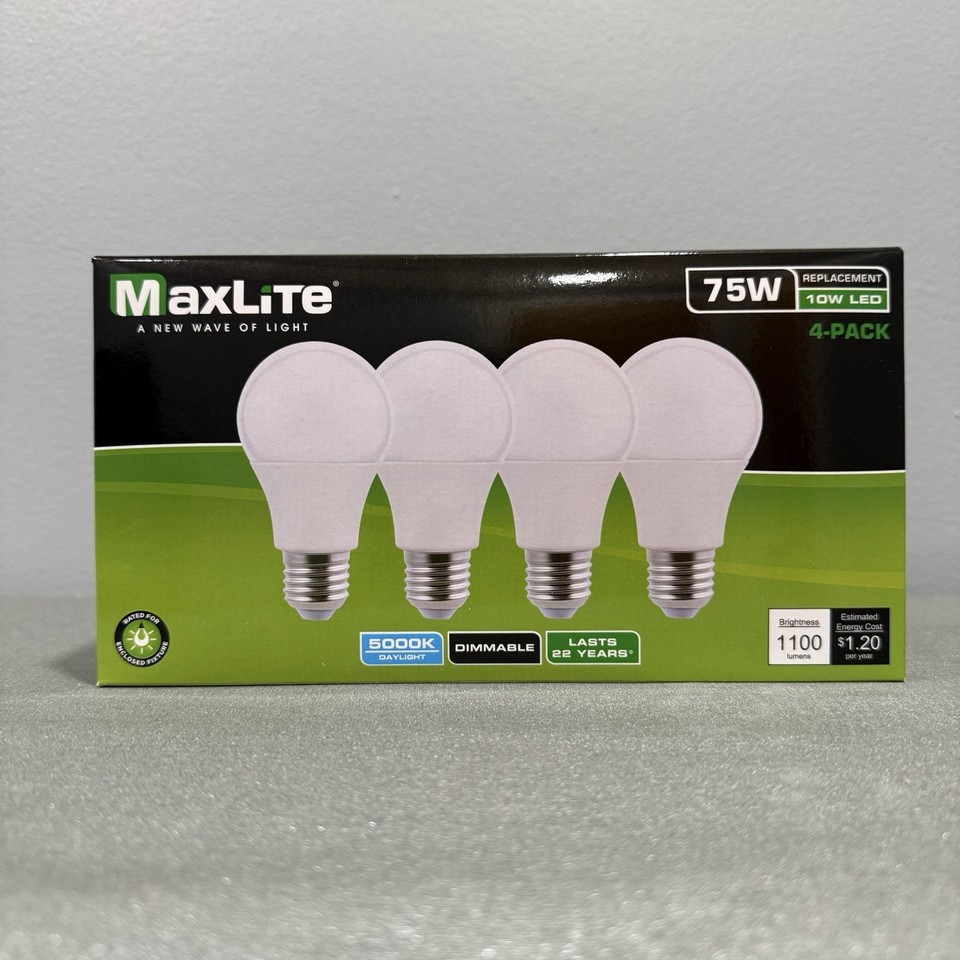 16 PACK Maxlite Dimmable LED 10W Daylight Light Bulb A19 75W ...