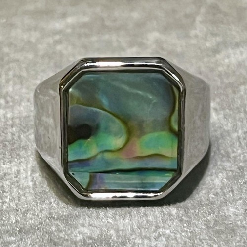 Vintage Avalon Shell Silver Square Ring Men's Accessory Unique Design ...