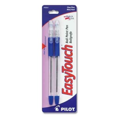 Pilot EasyTouch Ball Pen Fine Point 0.7mm Grip 2/Pk Blue Ink Office ...