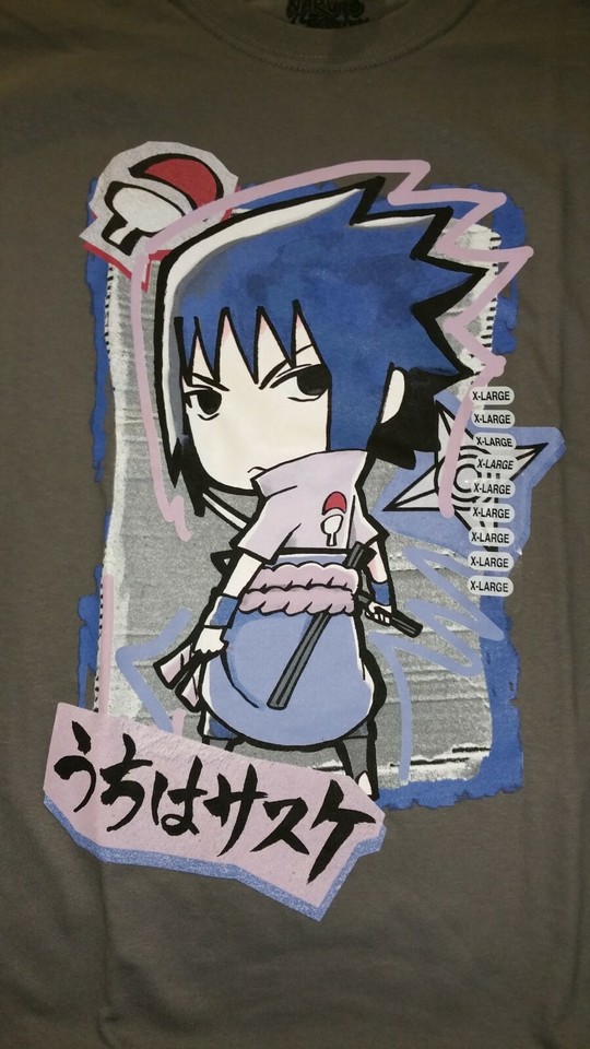 Naruto Chibi Sasuke Graphic Shirt Size XL Gray Brand New Licensed | eBay