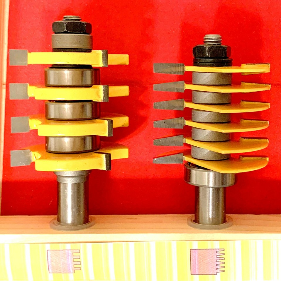 2pc 1/2"Shank Adjustable Box-1/4 cutter & Finger Joint Router Bit Set ...