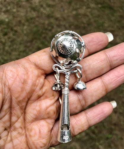 925 Silver Hindu Religious Kanha jis Jhunjhuna Baby Rattle 3 inch 13 ...