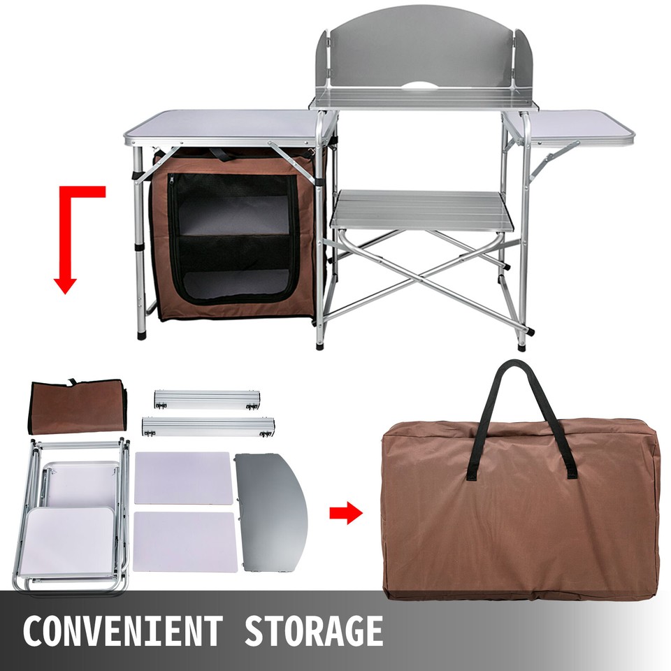 3 Colors Camping Kitchen Table Cabinet Cooking Storage Rack with ...