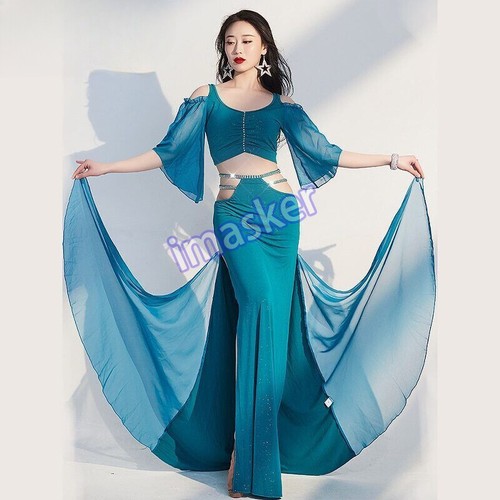 Belly Dance Clothes Women Top+long Skirt 2pc Suit Oriental Dance ...