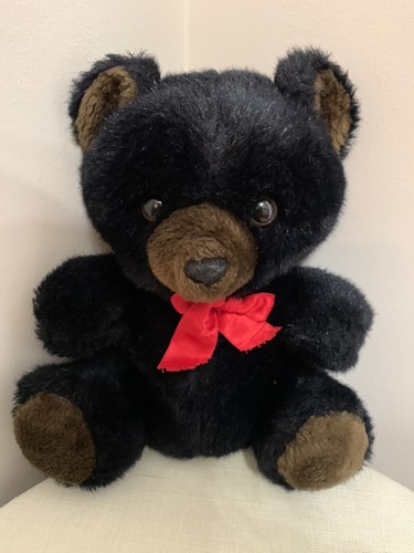 Vintage MJC INTERNATIONAL Collectible Black Brown Teddy Bear Plush Toy ...