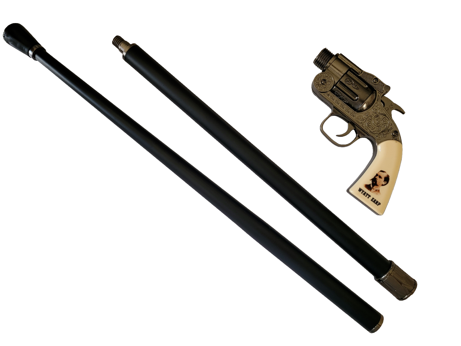 WYATT EARP Pistol Shaped Cane - Revolver Wild West Collectible Walking ...
