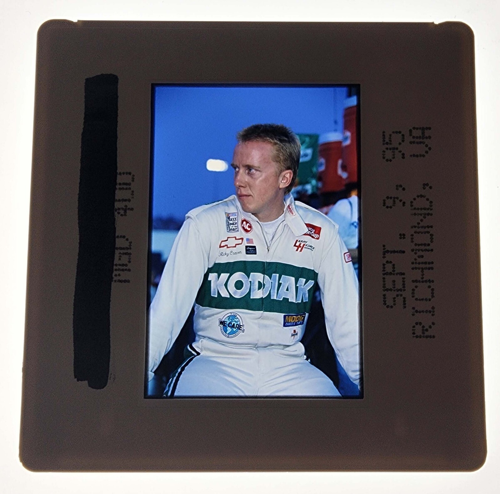 35MM NASCAR SLIDE - RICKY CRAVEN 1995 #41 KODIAK AT RICHMOND RACEWAY # ...