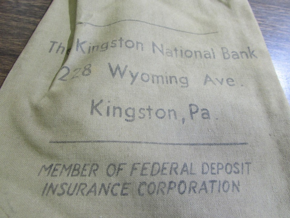 VINTAGE THE KINGSTON NATIONAL BANK - KINGSTON PA DRAW STRING CANVAS ...