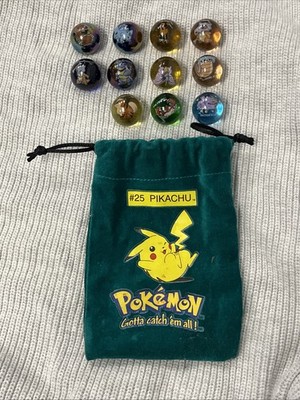 Pokemon Pouch & Marbles Lot 11: 1 Pikachu Pouch & 10 Mix Marbles Clear ...