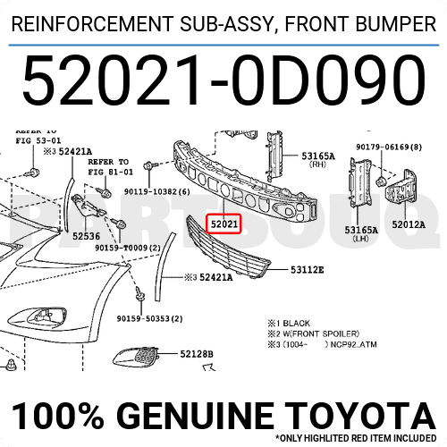 520210D090 Genuine Toyota REINFORCEMENT SUB-ASSY, FRONT BUMPER 52021 ...