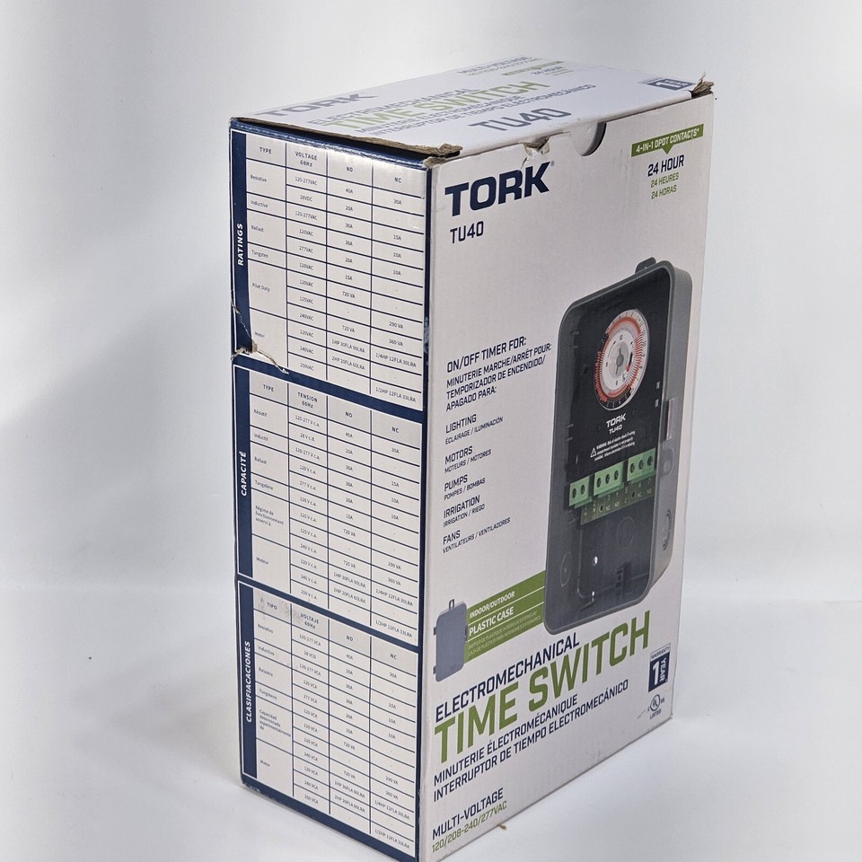 Tork TU40 Universal Multi-Voltage Electromechanical 24 Hour Timer ...