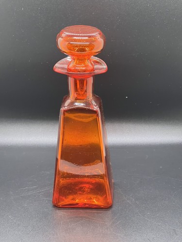 Rainbow Glass 8" Orange Genie Bottle Decanter With Stopper | eBay