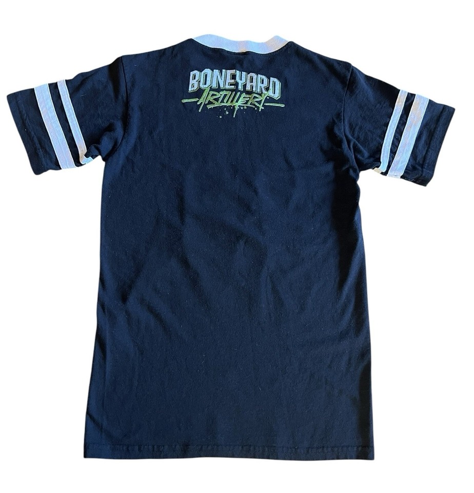 BONEYARD ARTILLERY Skull Statue Of Liberty Graphic Ringer Tee Sz S ...
