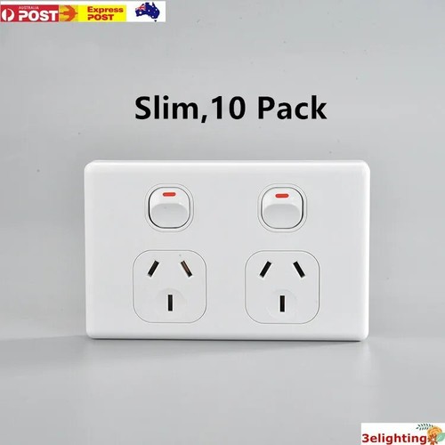 Slim 10 x Double Power Point 10AMP GPO Electrical Supplies Standard SAA ...