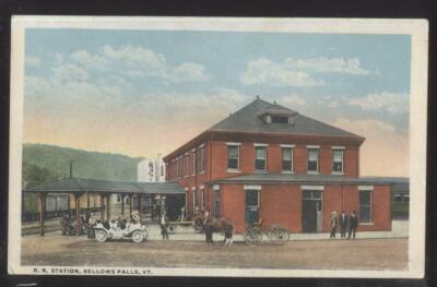 Postcard BELLOWS FALLS Vermont/VT Early 1900's Railroad Depot/Station ...