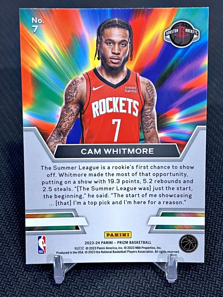 2023-24 Prizm Instant Impact Rookie RC Cam Whitmore Houston Rockets #7 ...