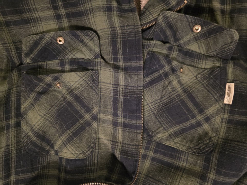 Wolverine Insulated Plaid Fleece Lined Flannel Shirt Zip Jacket Mens XL ...