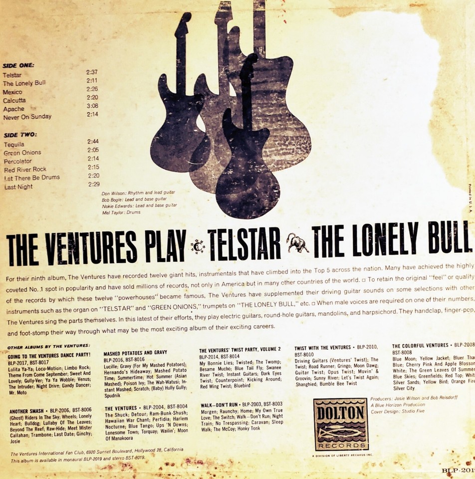 The Ventures–The Ventures Play Telstar, The Lonely Bull LP, 1962 Dolton ...