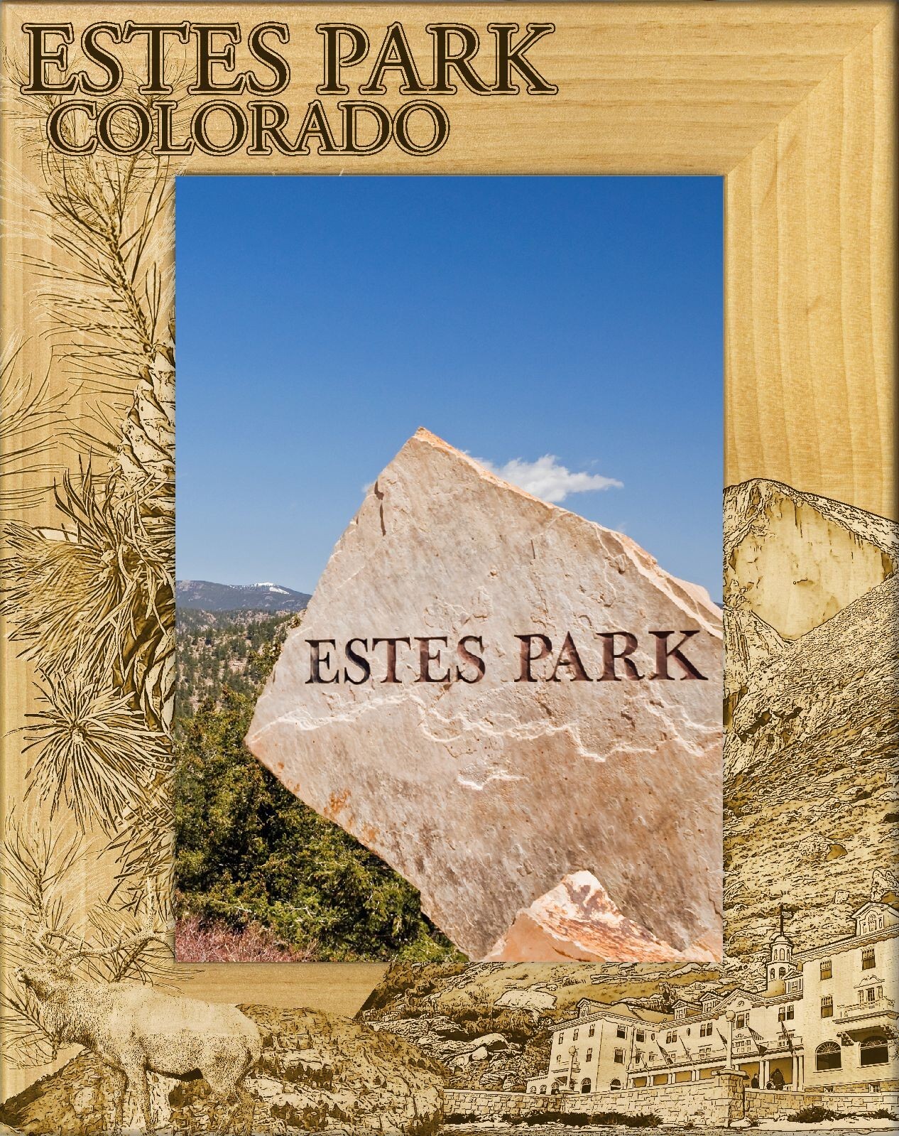 Estes Park Colorado Laser Engraved Wood Picture Frame Portrait (8 x 10 ...