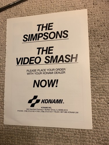 11- 8 1/4'' The Simpsons Smash hit Konami arcade video game AD FLYER | eBay