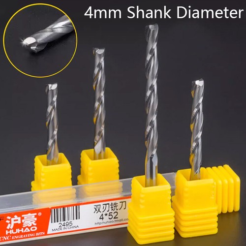 Carbide Flat Nose End Mill Cutter Bit 4mm Dia 2 Flute For MDF Wood CNC ...