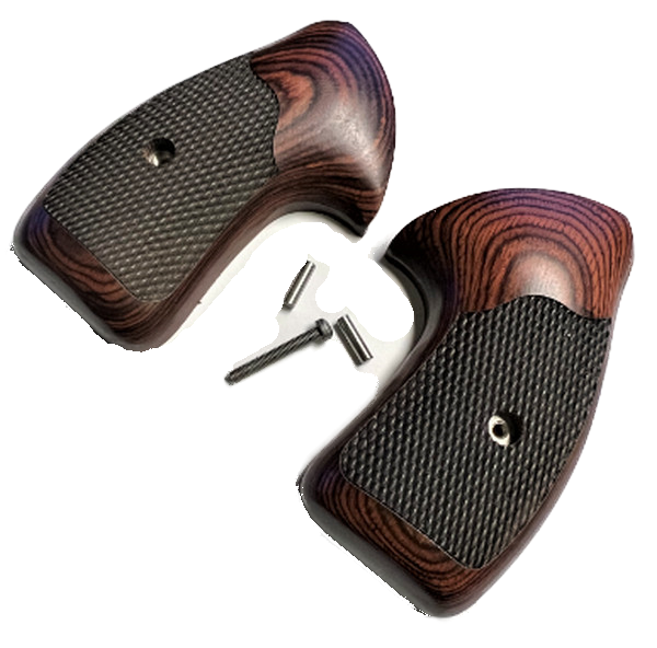 fits all Charter Arms Grips universal fit Rosewood Checkered wrap ...