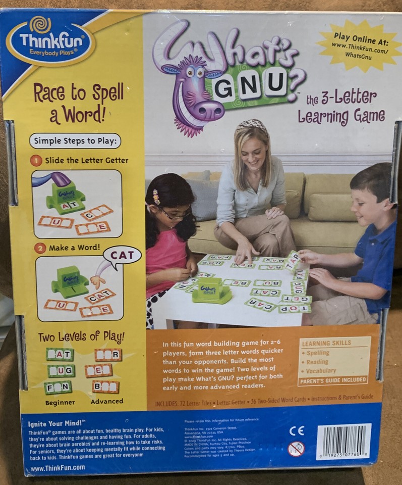 WHATS GNU THE 3-LETTER LEARNING GAME AGES 5+ | eBay