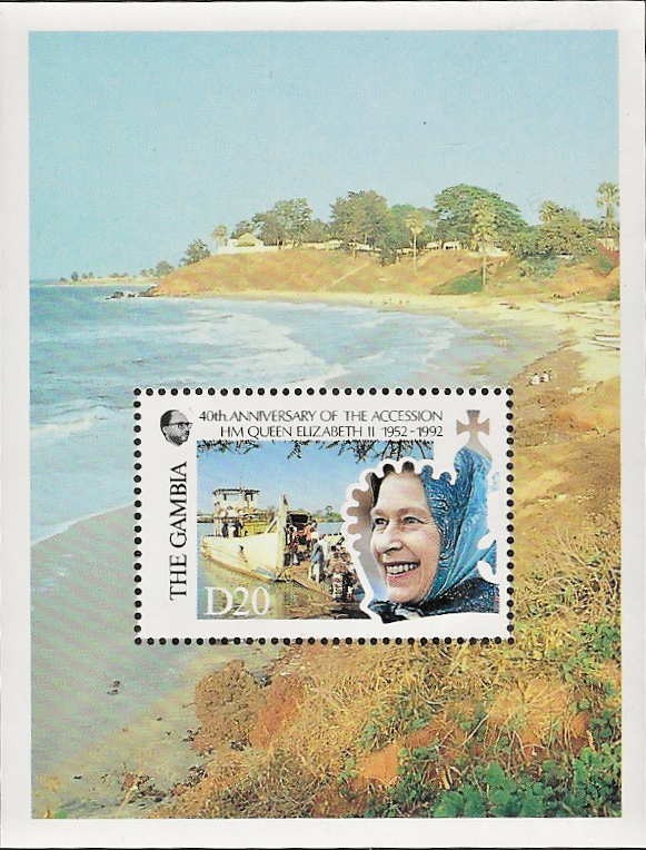 1992 THE GAMBIA-40TH ANNIVERSARY-ACCESSION TO THRONE QUEEN ELIZABETH ...
