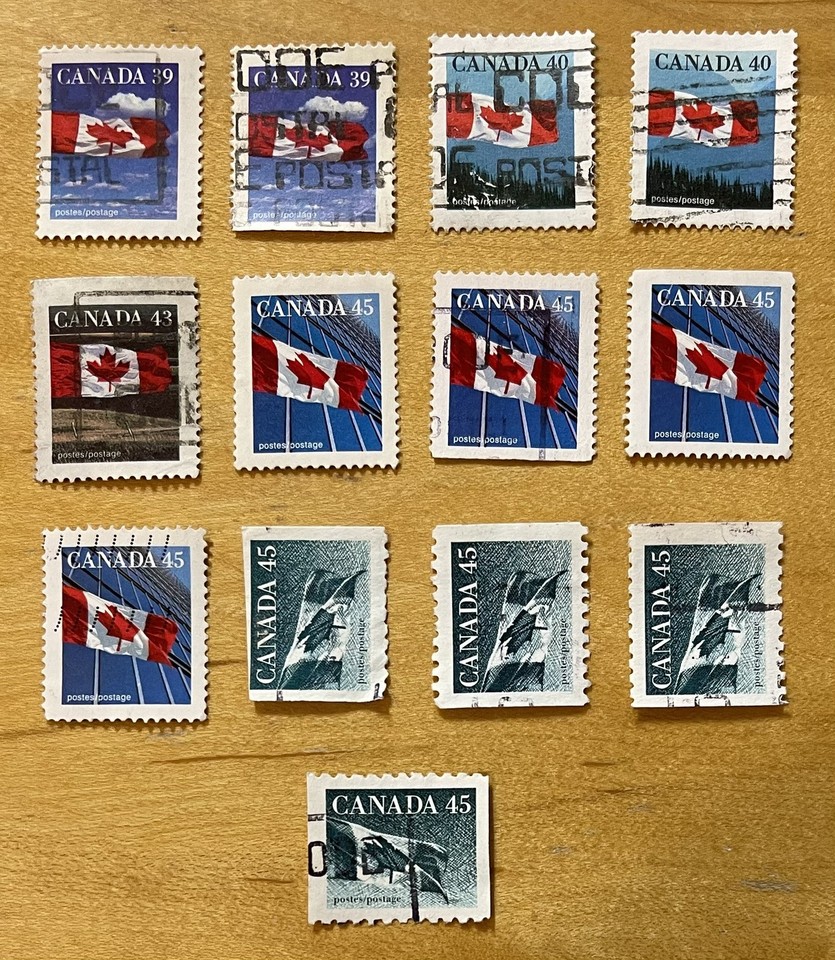 Canada Postage Stamp Lot Of 13 Canadian Flag Maple Leaf 1980’s-90’s | eBay
