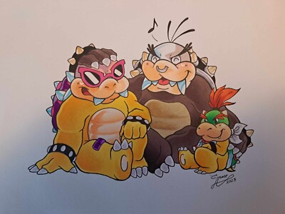2023 Marker Drawing, Bowser Jr, Roy Koopa, and Morton Koopa Jr. | eBay