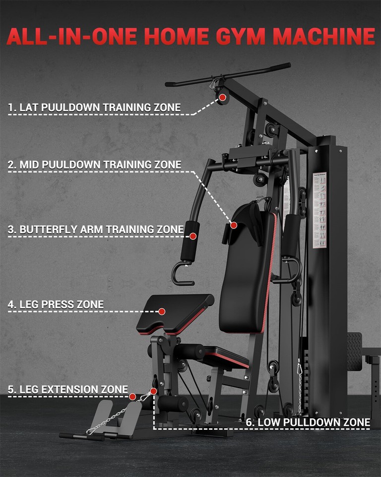 Home Gym Machine Full Body Workout Machine W/150LBS Weight Stack ...