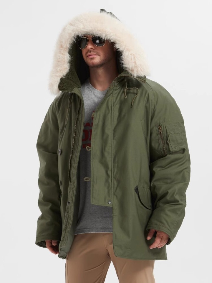 US Army N3B Jacket Mens Winter Thick Military Outdoor Coat Warm Parka ...