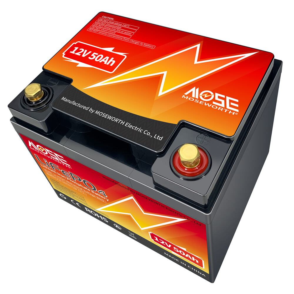 MOSEWORTH 12V 50Ah LiFePO4 Deep Cycle Lithium Battery 50A BMS for ...