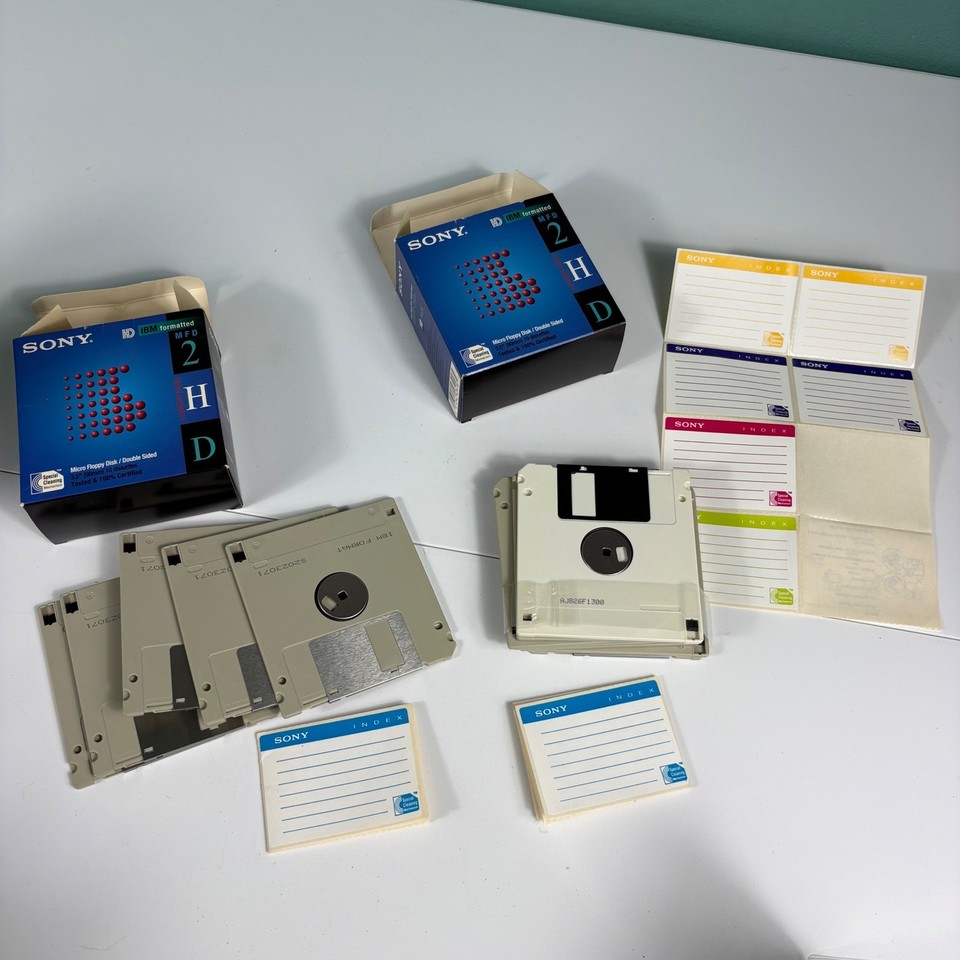 Lot of 12 Sony 3.5" Floppy Disks 10MFD-2HD CF IBM Formatted HD DS ...