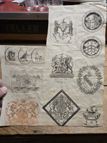 Old Vintage Antique Coat Of Arms Bookplate Book Crest Label Collection ...