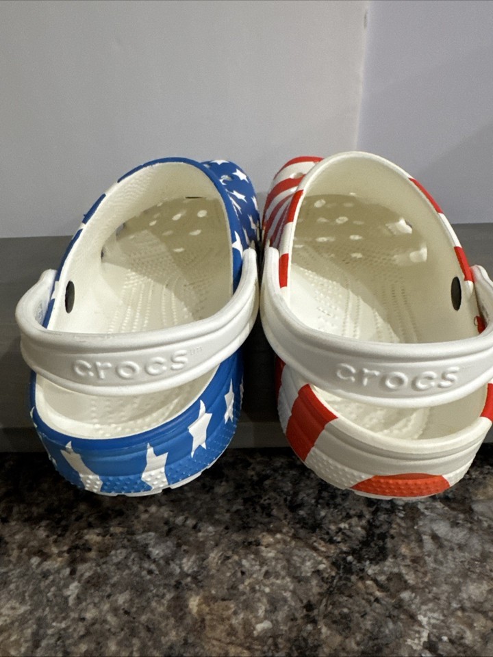 Crocs Size M9/W11 Classic American Flag Clogs Stars & Stripes USA Red ...