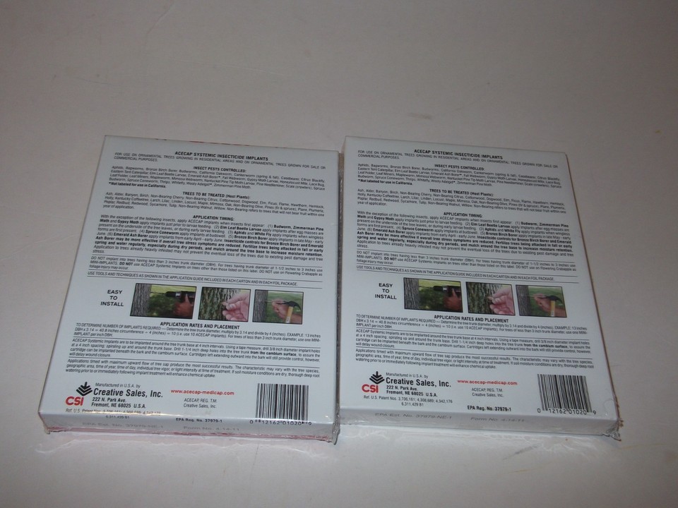 2 packs ACECAP Systemic Insecticide Tree Implants Kills Emerald Ash ...