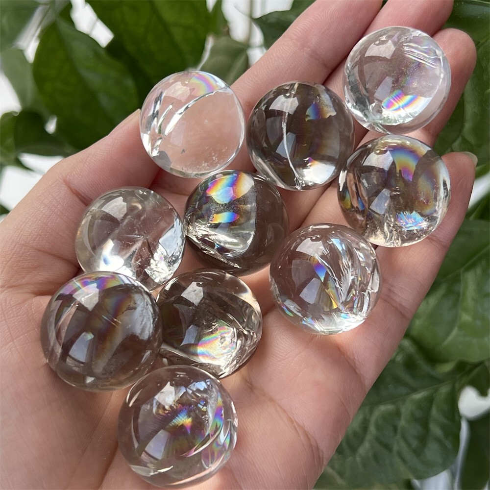 Top 20mm+ Natural clear Quartz sphere Rainbow Crystal Ball reiki ...