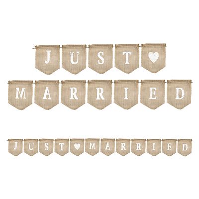 Rustic 'Just Married' Natural Hessian Wedding Celebration Flag Party ...