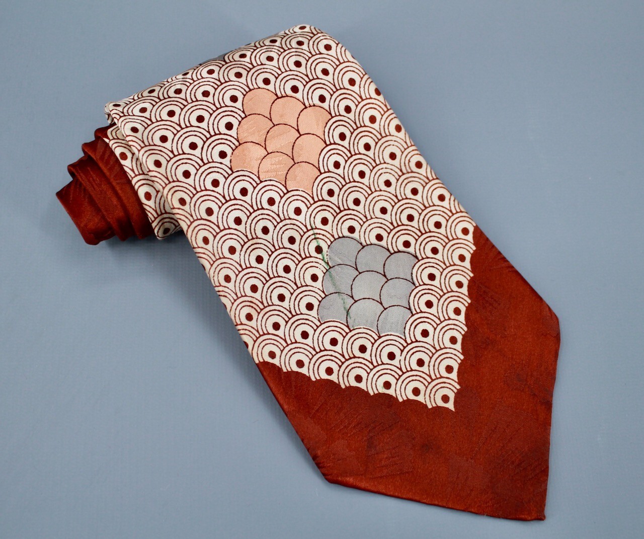 VTG Men's 1940s Brown Scale Abstract Print Necktie 40… - Gem